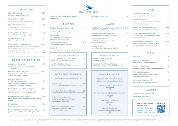 Bluebird Chelsea , Modern European Restaurant, Menu - London - Tabler