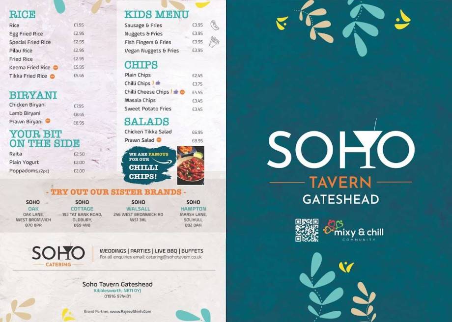 Soho Tavern Gateshead, Restaurant, Main Menu - Gateshead, England ...