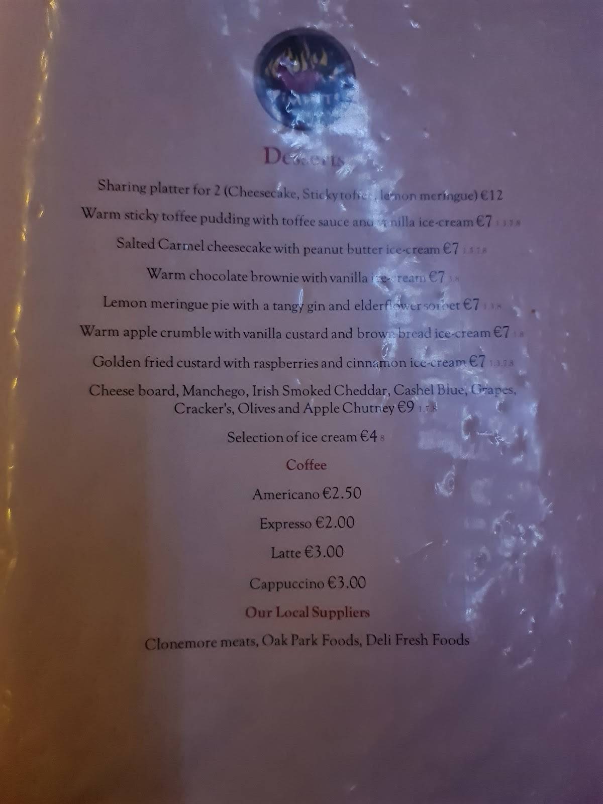 Pimento, Restaurant, Main Menu - Carlow, County Carlow, Ireland - Tabler