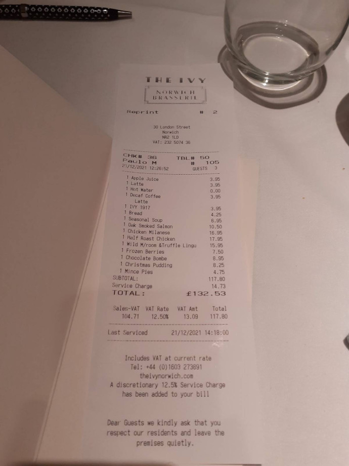 The Ivy Norwich Brasserie, Restaurant, Main Menu - Norwich, England ...
