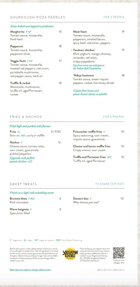 Flight Club Victoria, Sir Simon Milton Sq, Menu - London - Tabler