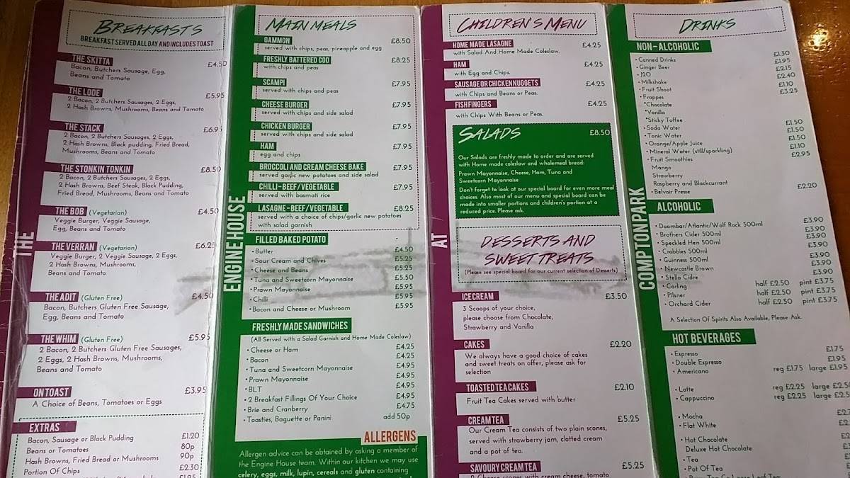 The Engine House At Compton Park, Cafe, Main Menu - Callington, England ...