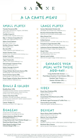 Sabine, Rooftop Bar, Menu - London - Tabler