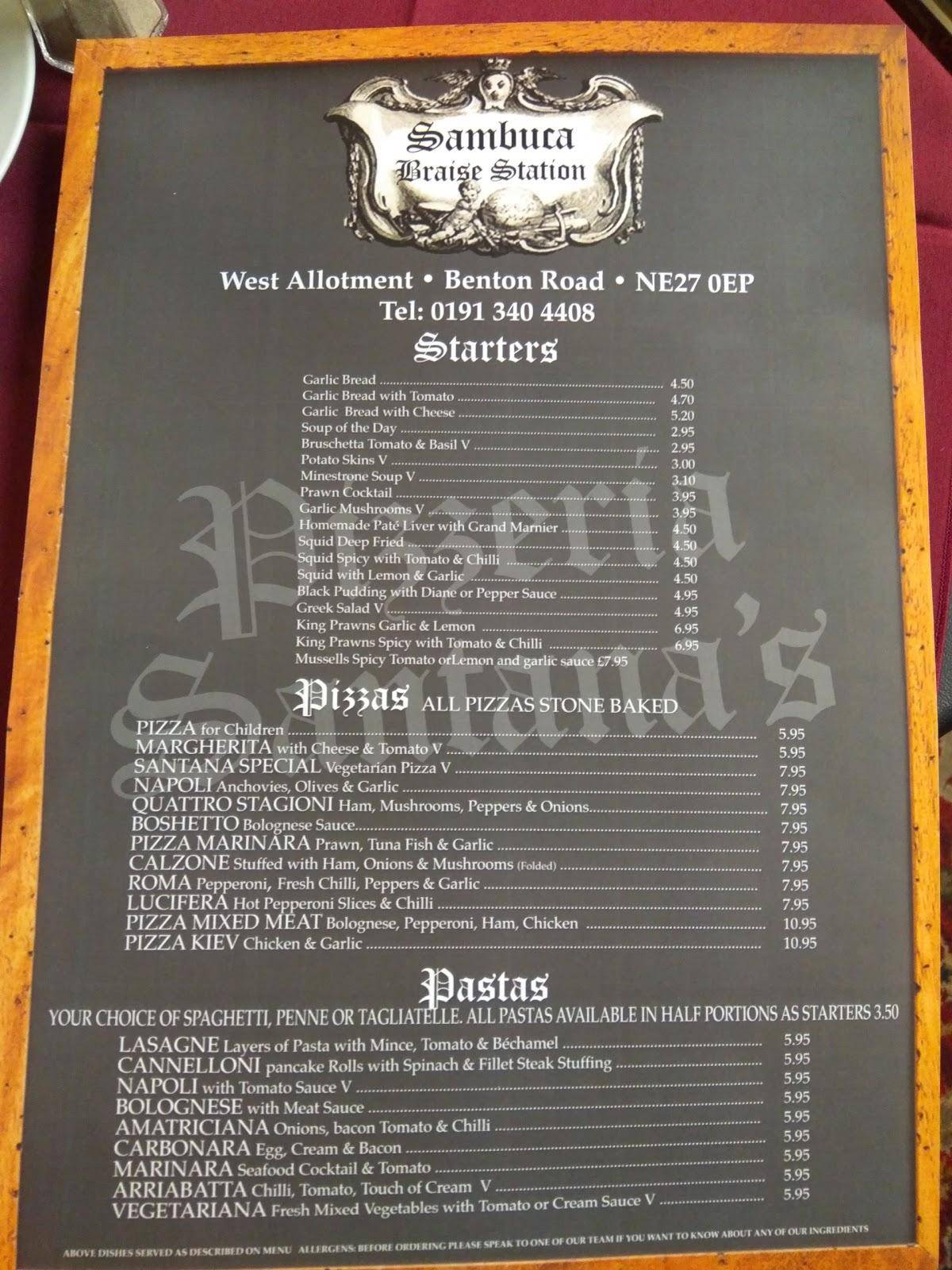 Sambuca Braise Station, Restaurant, Main Menu - Newcastle upon Tyne ...