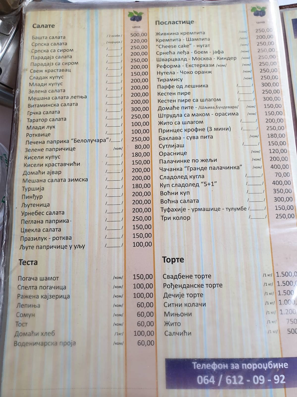 Restoran ČAČANIN, Restaurant, Main Menu - Belgrade, Serbia - Tabler