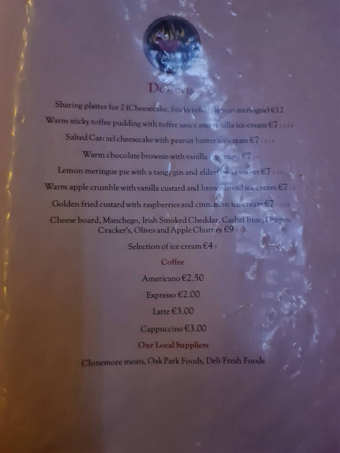 Pimento, Restaurant, Main Menu - Carlow, County Carlow, Ireland - Tabler