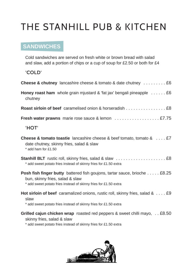 The Stanhill Pub and Kitchen, Bar & pub, Main Menu - Oswaldtwistle ...