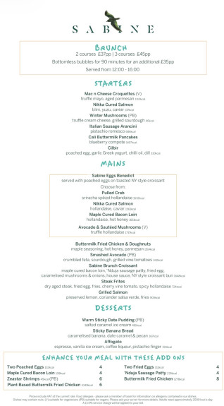 Sabine, Rooftop Bar, Menu - London - Tabler