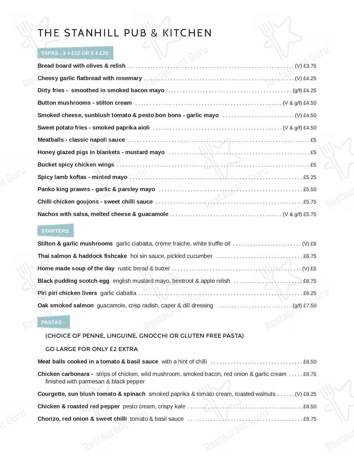 The Stanhill Pub and Kitchen, Bar & pub, Main Menu - Oswaldtwistle ...